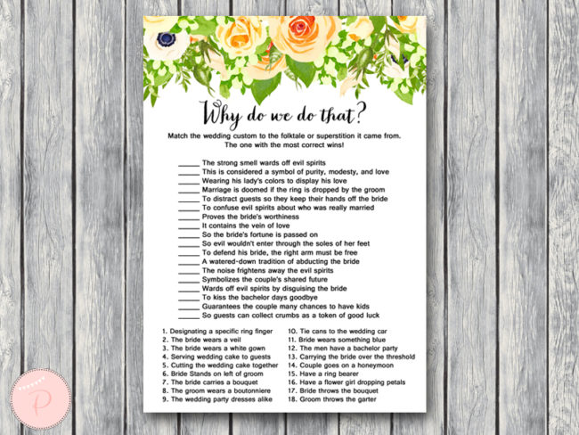 Watercolor Floral Bridal Shower Games - Bride + Bows