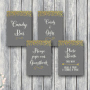 Gold Glitter Wedding Sign Decoration, Engagement Party Signs