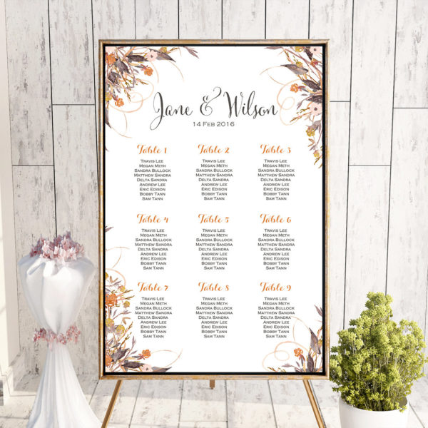 Wild Vintage Fall Floral Wedding Seating Chart - Wedding Seating Charts