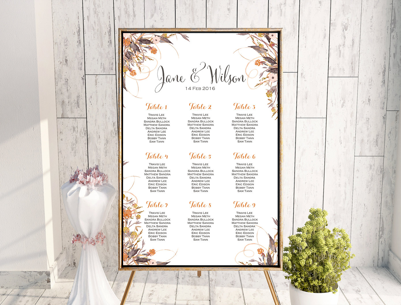 Wild Vintage Fall Floral Wedding Seating Chart - Wedding Seating Charts