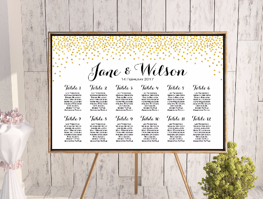Gold Wedding Seating Chart Printable - Free Wedding Seating Charts