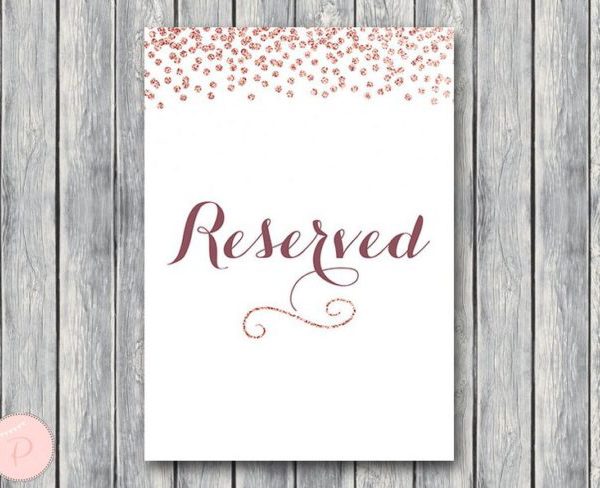 Rose Gold Reserved sign - Bride + Bows