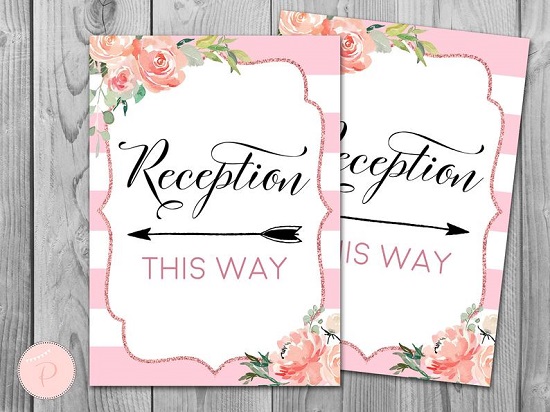 Rose Gold Reception Sign