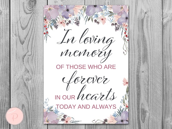 Lavender In Loving Memory Wedding Remembrance Sign