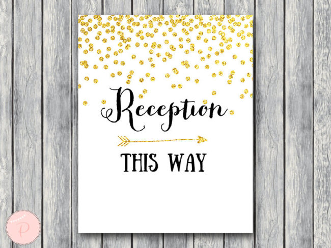 Gold Confetti Wedding Sign Decoration - Bride + Bows