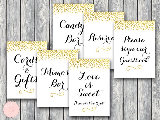 Gold Wedding Signs Printable